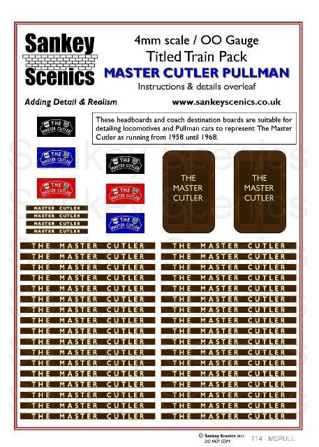 4mm Titled Train: The Master Cutler Pullman | Sankey Scenics Signs