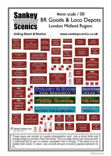 4mm Loco & Goods yard signage LM Region | Sankey Scenics Signs
