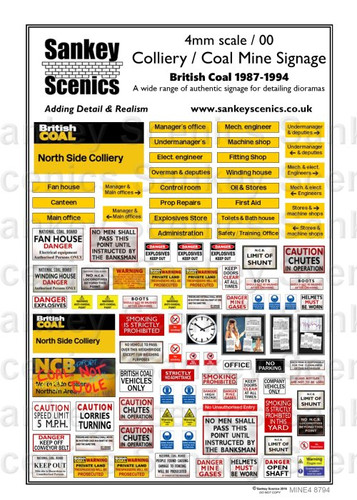 4mm Customised Colliery Signs 1987 - 1994 | Sankey Scenics Signs