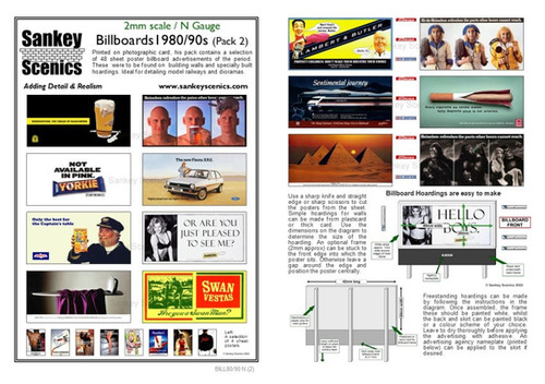 2mm Billboards 1980s & 90s Pack 2 | Sankey Scenics Signs