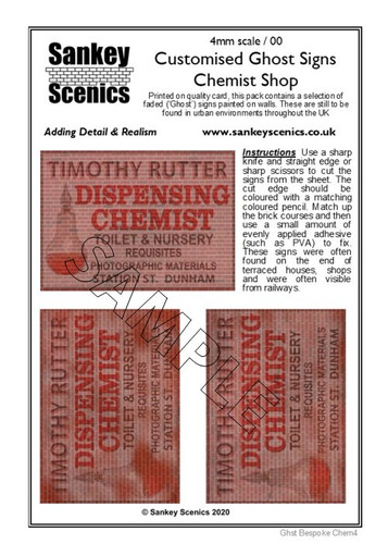 4mm Customised Ghost Signs - Dispensing Chemist | Sankey Scenics Signs