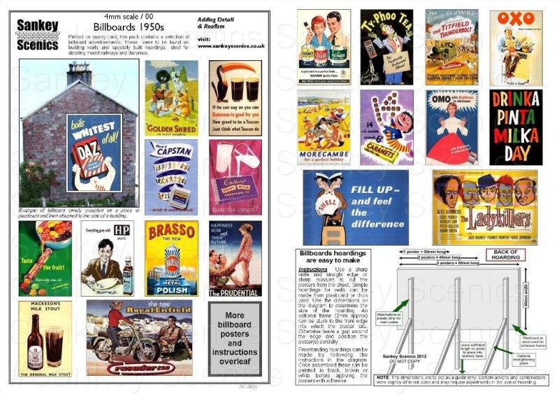 4mm Billboard Posters 1950s Pack 1 | Sankey Scenics Signs