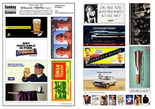 4mm Billboard Posters 1980s & 90s Pack 2 | Sankey Scenics Signs