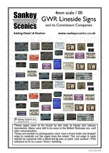 4mm GWR Lineside Signs | Sankey Scenics Signs