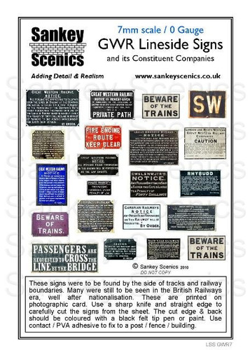 7mm GWR Lineside Signs | Sankey Scenics Signs