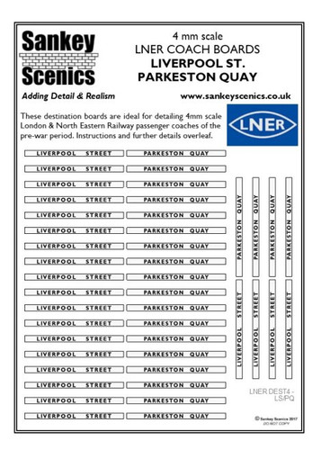 4mm LNER Destination Boards: Liverpool St. Parkeston Quay | Sankey ...