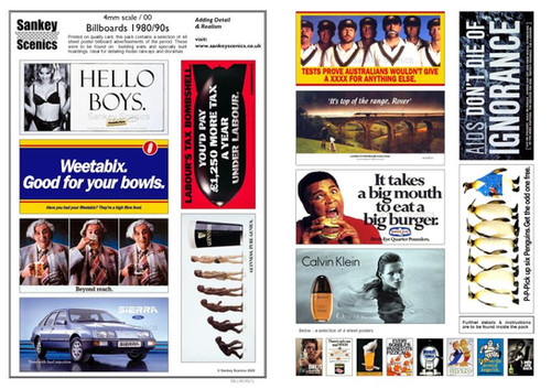4mm Billboard Posters 1980s & 90s Pack 1 | Sankey Scenics Signs