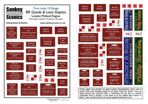 7mm BR Goods and Loco Depot Signage London Midland Region | Sankey ...