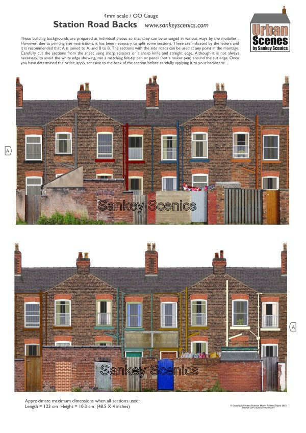 OO Gauge Backscene Sections - Station Road Backs | Sankey Scenics Signs