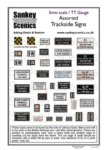 3mm TT Assorted Trackside Signs | Sankey Scenics Signs