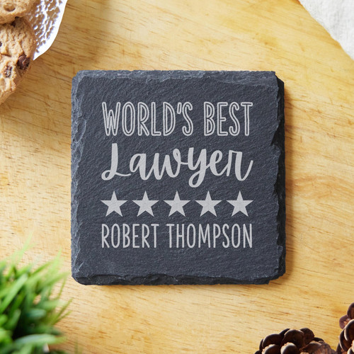 World's Best Lawyer Slate Coaster | MoldyMugs