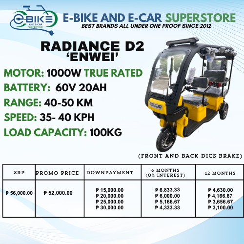 RADIANCE D2 ENWEI | EBIKE AND ECAR SUPERSTORE