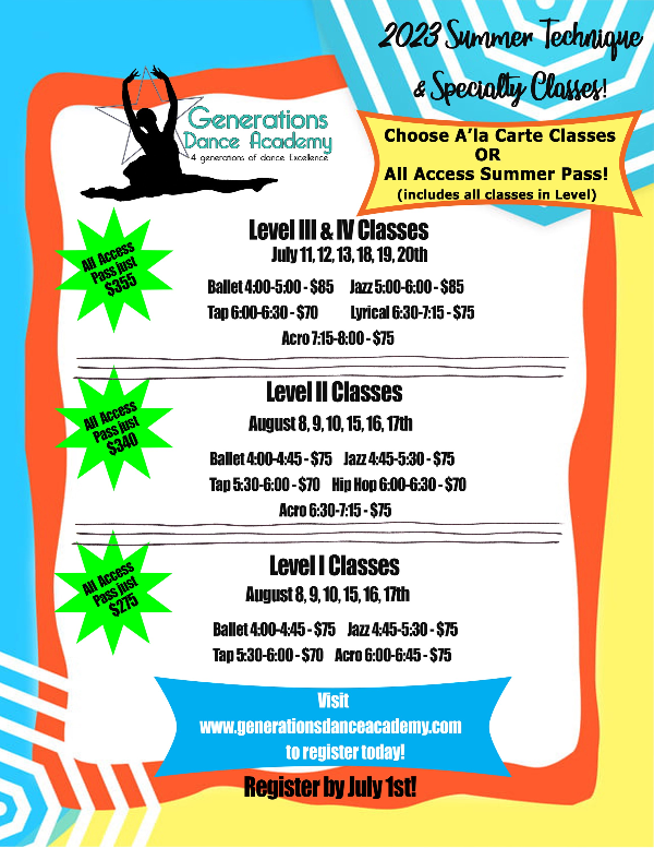 Summer Classes | Generations Dance