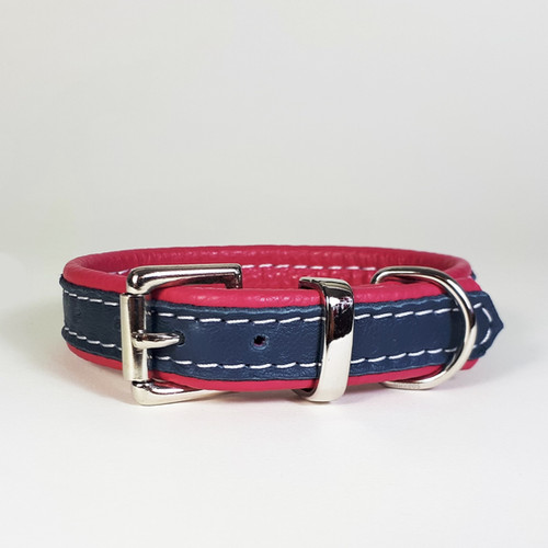 Double Softee Padded Collar: Navy on Rose pink | annrees