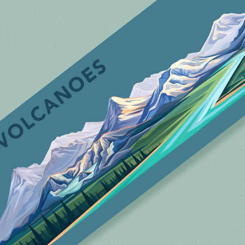 Cascade Volcanoes Miniscape Sticker | Hydrascape Stickers