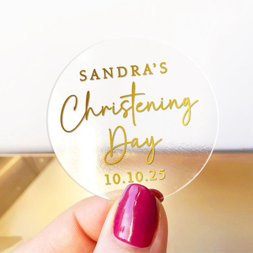 Personalised christening baptism stickers labels, Thank you custom name ...