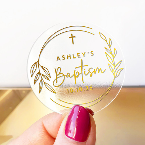 Personalised christening baptism stickers labels, Thank you custom name ...