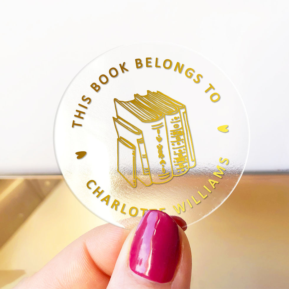This book belongs to custom name text clear gold foil stickers labels ...