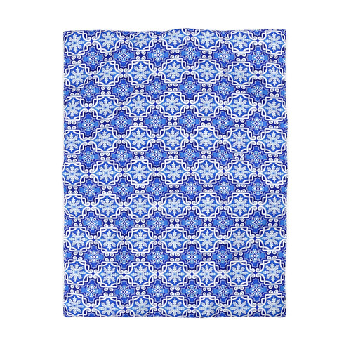 Blue Italian Tile Microfiber Duvet Cover | BotanicaWorldHome