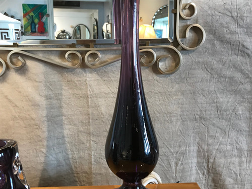 SOLD - Tall Mid Century Lucite Purple Perspect Lamp | tetbury