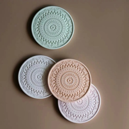 Concrete Japanese Embossed Pattern Coasters (set of 3) | succulentfairies