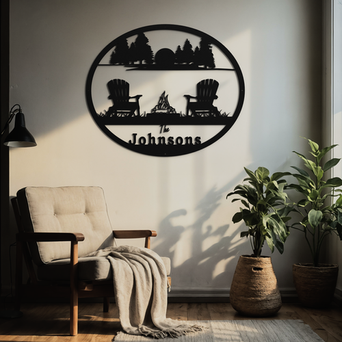 Campfire Sunset Monogram Metal Sign | WICDTech