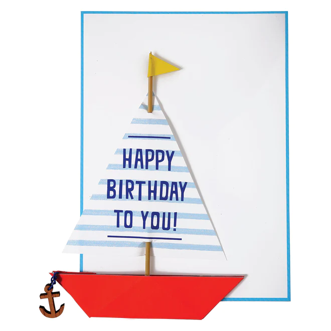 Sailing Boat Stand-Up Birthday Card | Little Leeds