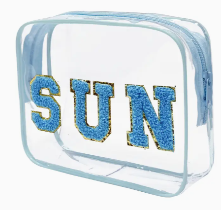 Clear PVC Chenille Letter "SUN" Cosmetic Bag | Southern Charm