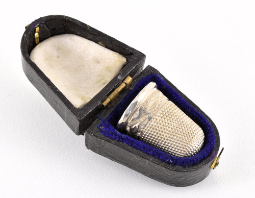 Antique Victorian Silver Thimble & Leather Case, c1900, Bristol ...