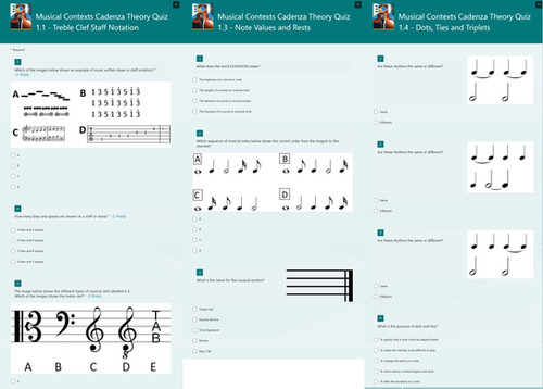 Cadenza Part 1 (The MC Guide to Music Theory) MS-Forms Quiz Bundle ...