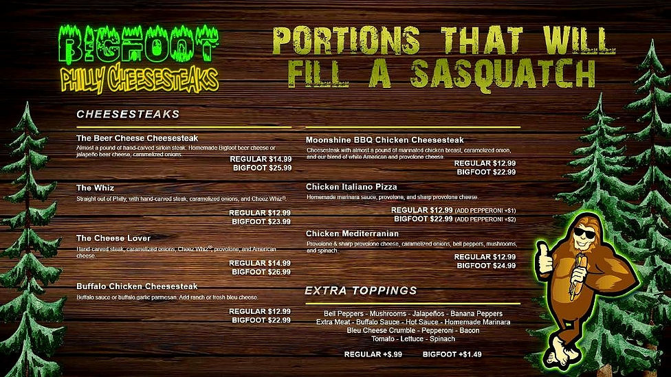 Menu | Bigfoot Philly