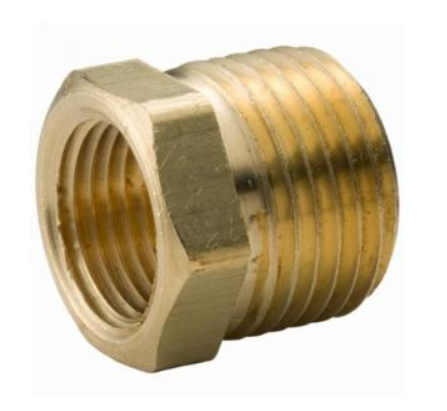 1/2" X 3/8" 125# LEADED RED BRASS HEX BUSH NPT | Silver Pressure