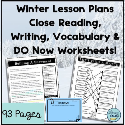 Winter Close Reading Passages, Writing, Vocabulary Worksheets and ...