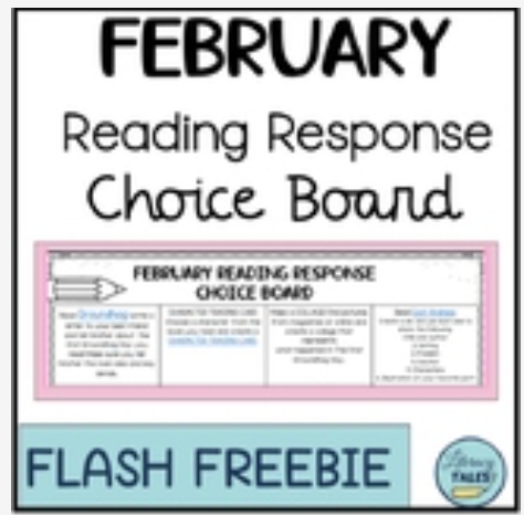 'February Reading Responses Choice Board Freebie - 3rd-6th Grade'