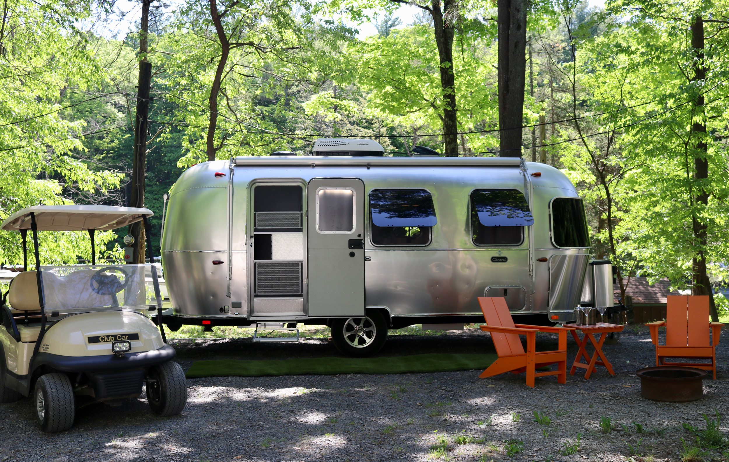 Treetopia Campground offers glamping, Airstream RV, cabins in Catskill NY.