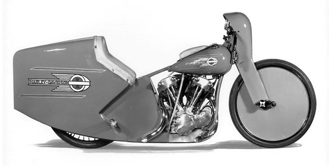 On a HARLEY-DAVIDSON, the speed land record set by Joe Petrali!