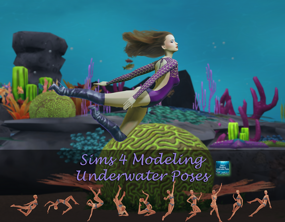 Sims 4 Modeling underwater poses.