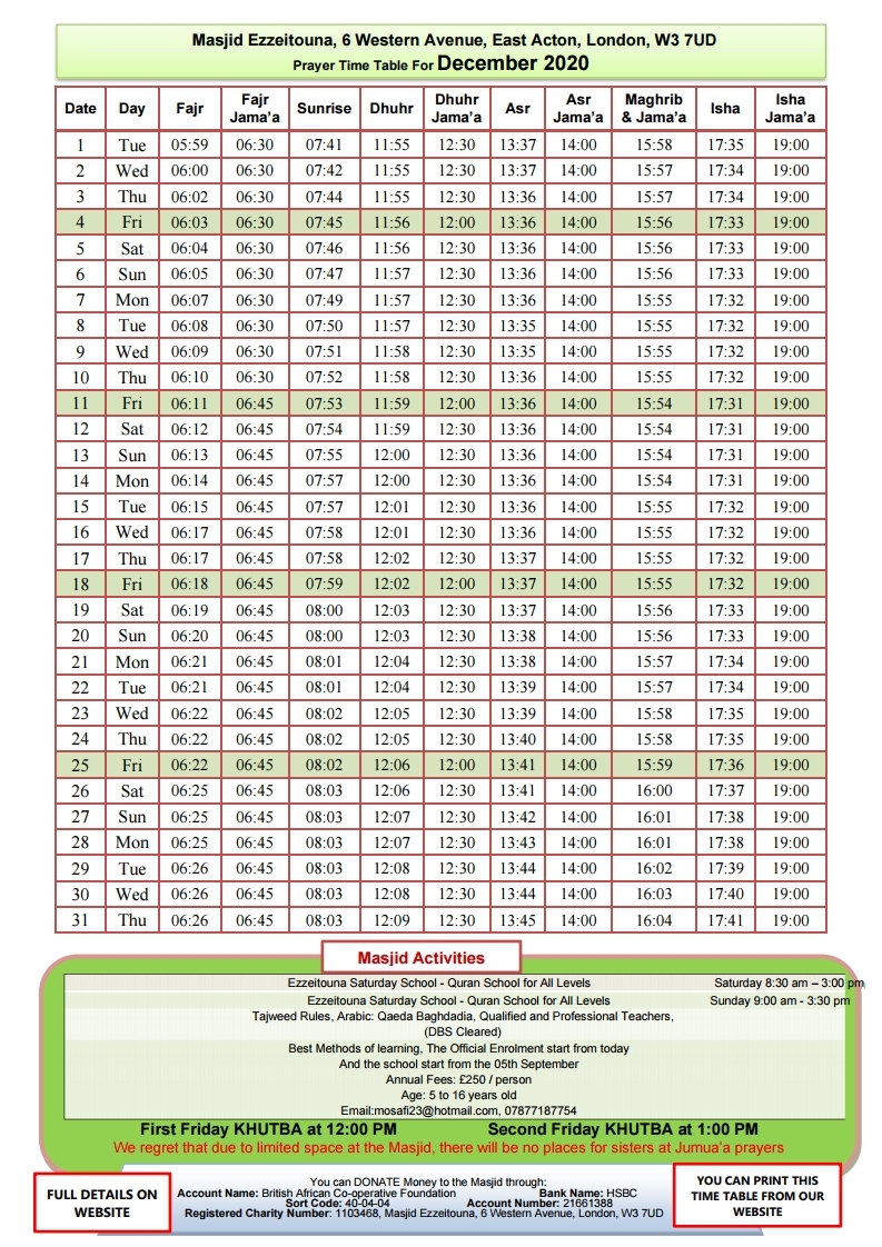 Prayer Times | website