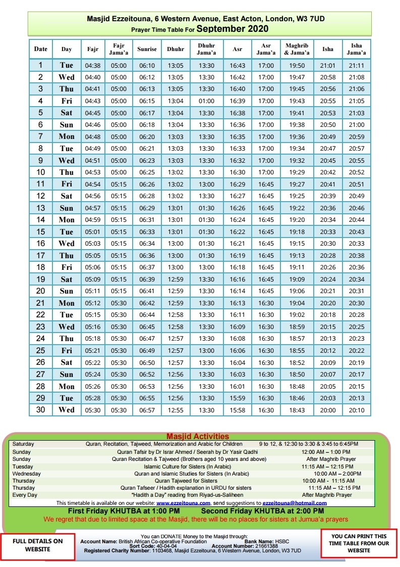 Prayer Times | website