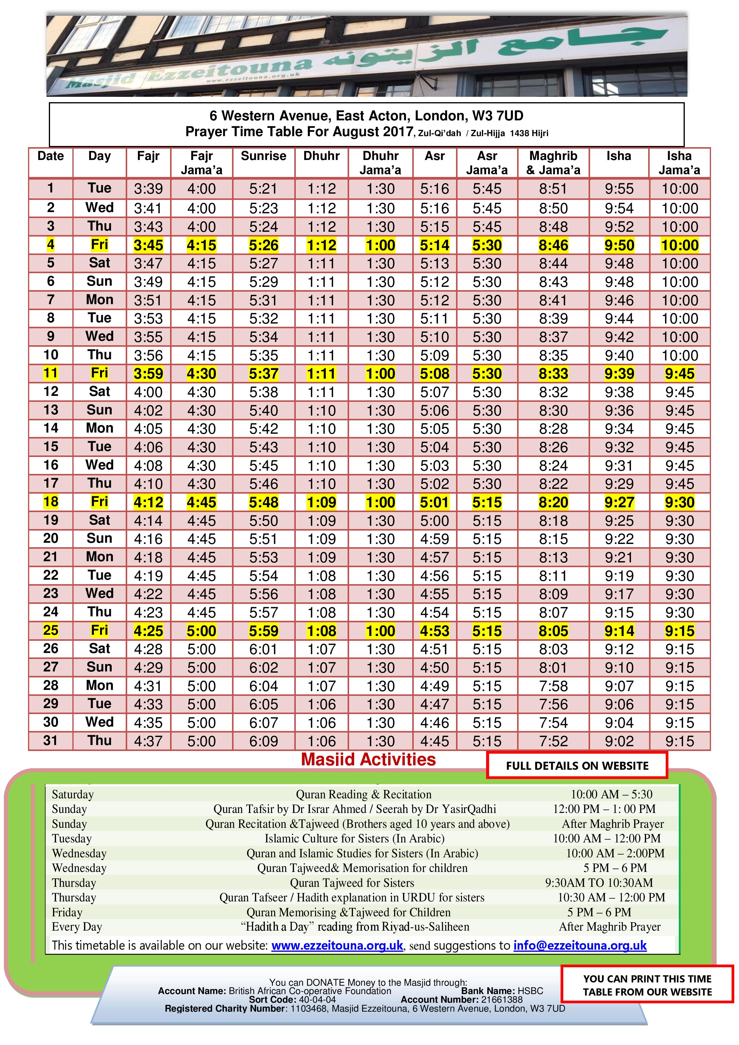 Prayer Times | website