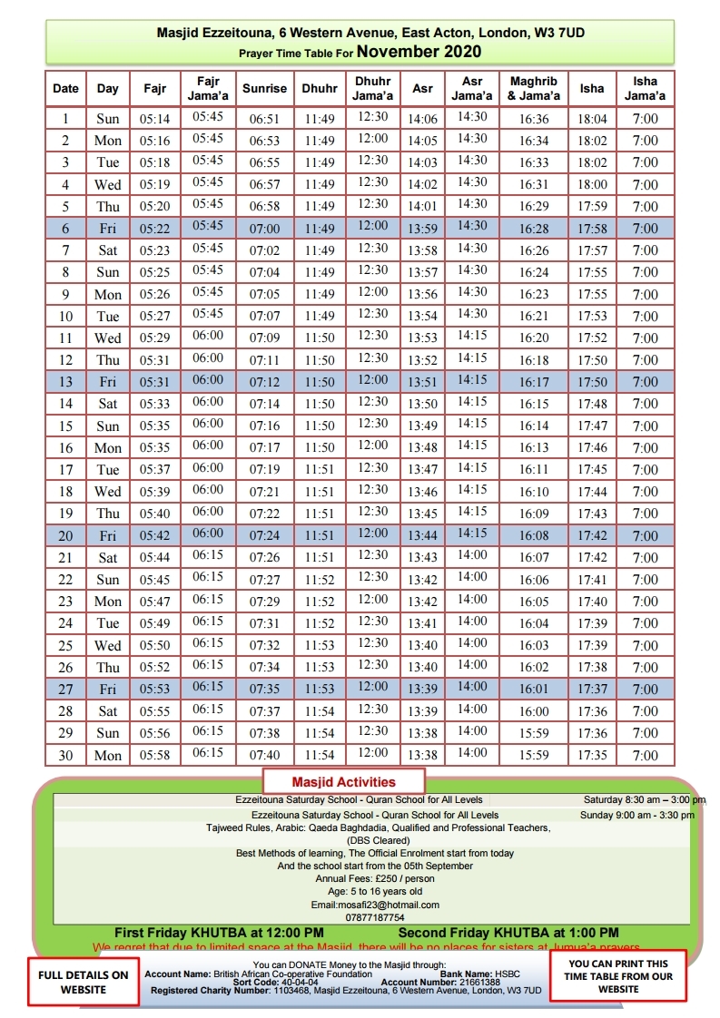 Prayer Times