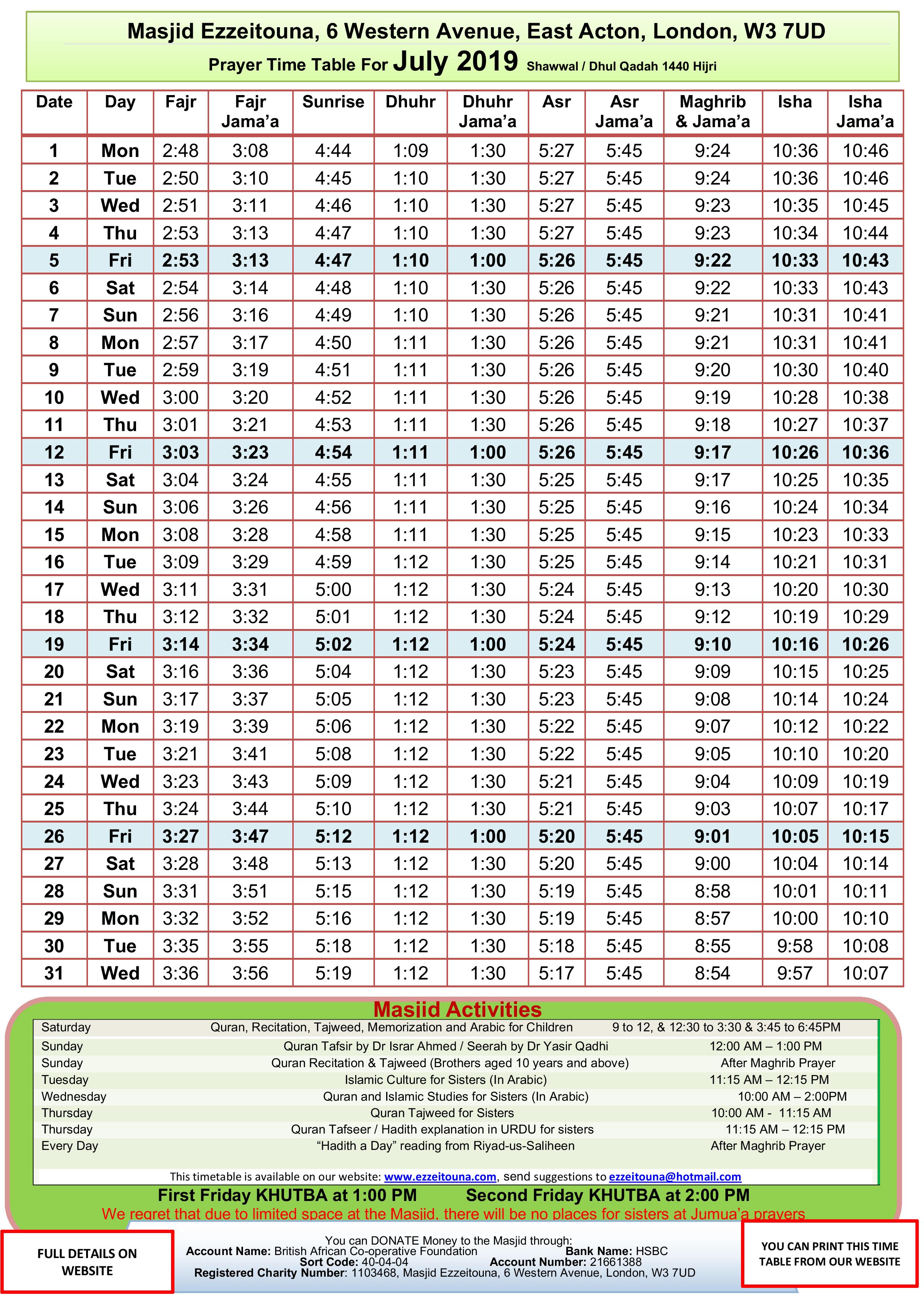 Prayer Times | website