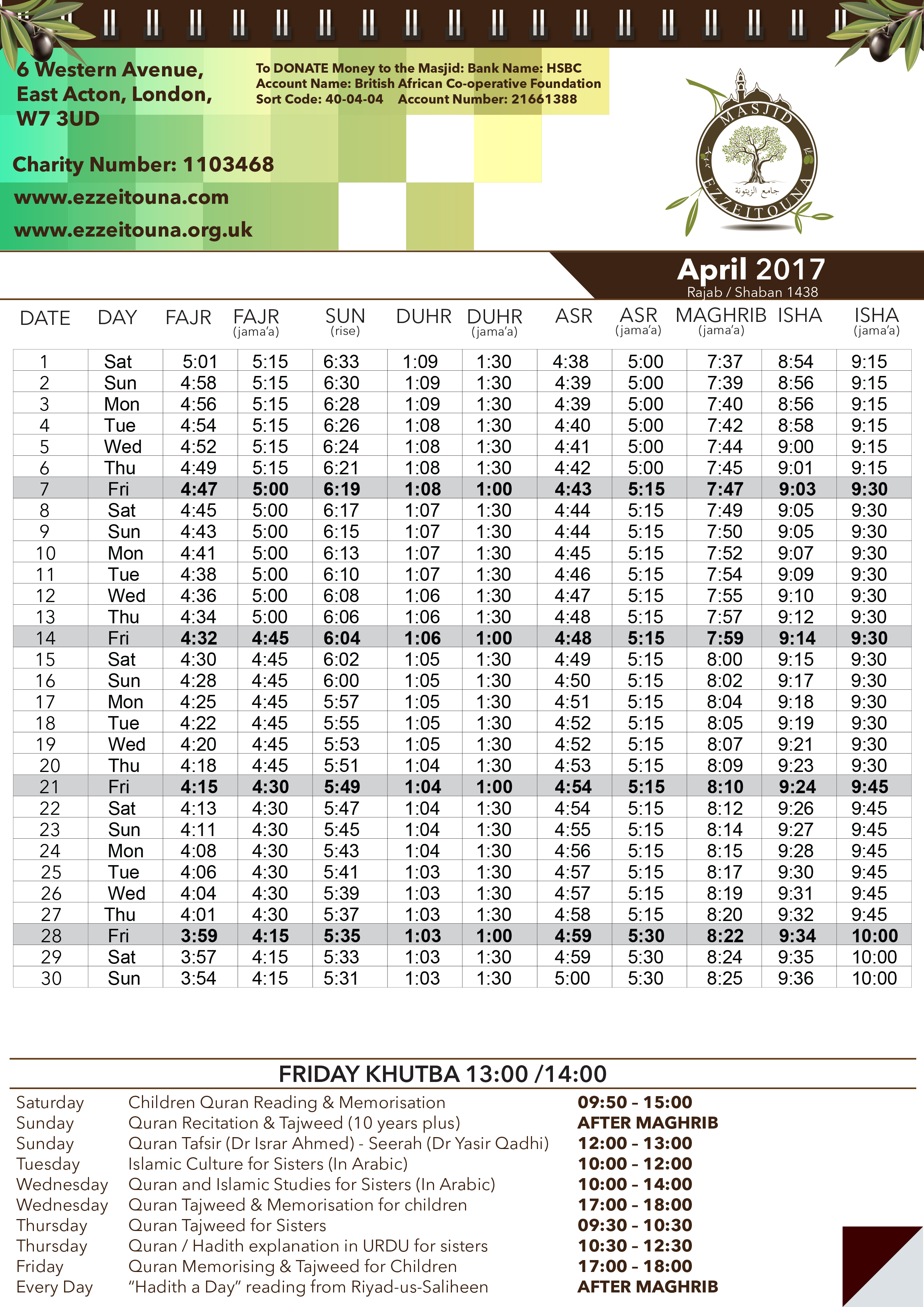 Prayer Times | website