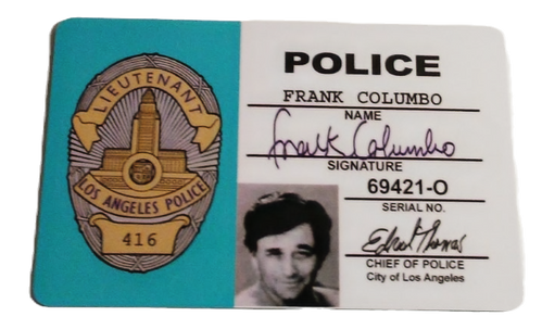 'Columbo' 60's Tv Show ID Card Prop Replica | Hollywood Props