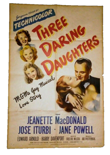 'Three Daring Daughters' 1948 Jane Powell Signed MGM Poster To Debbie Reynolds | Hollywood Props