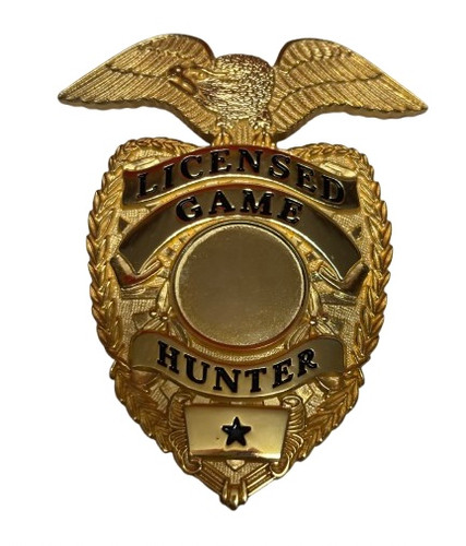 Licensed Game Hunter Novelty Gold Plated Badge | Hollywood Prop Badges