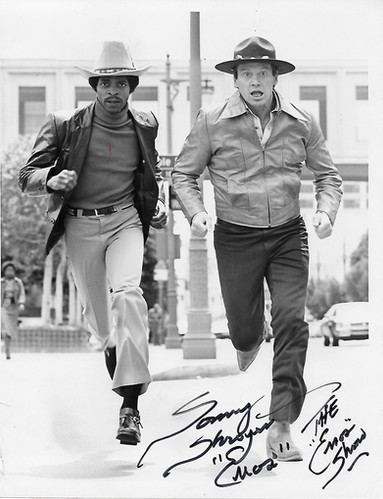CBS 1980 Press Photo Sonny Shroyer and Samuel E. Wright star in "Enos" | Hollywood Prop Badges