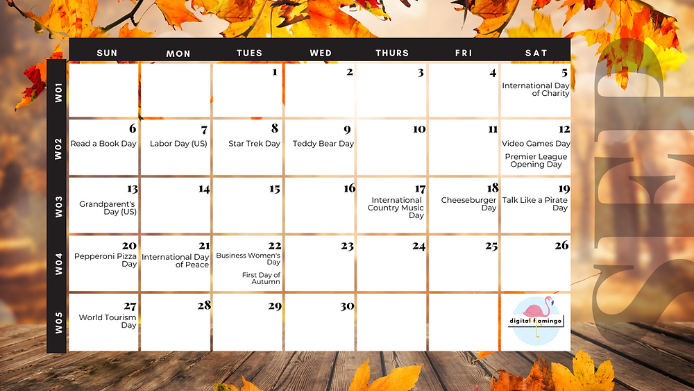 Key Dates for Social Media - September 2020