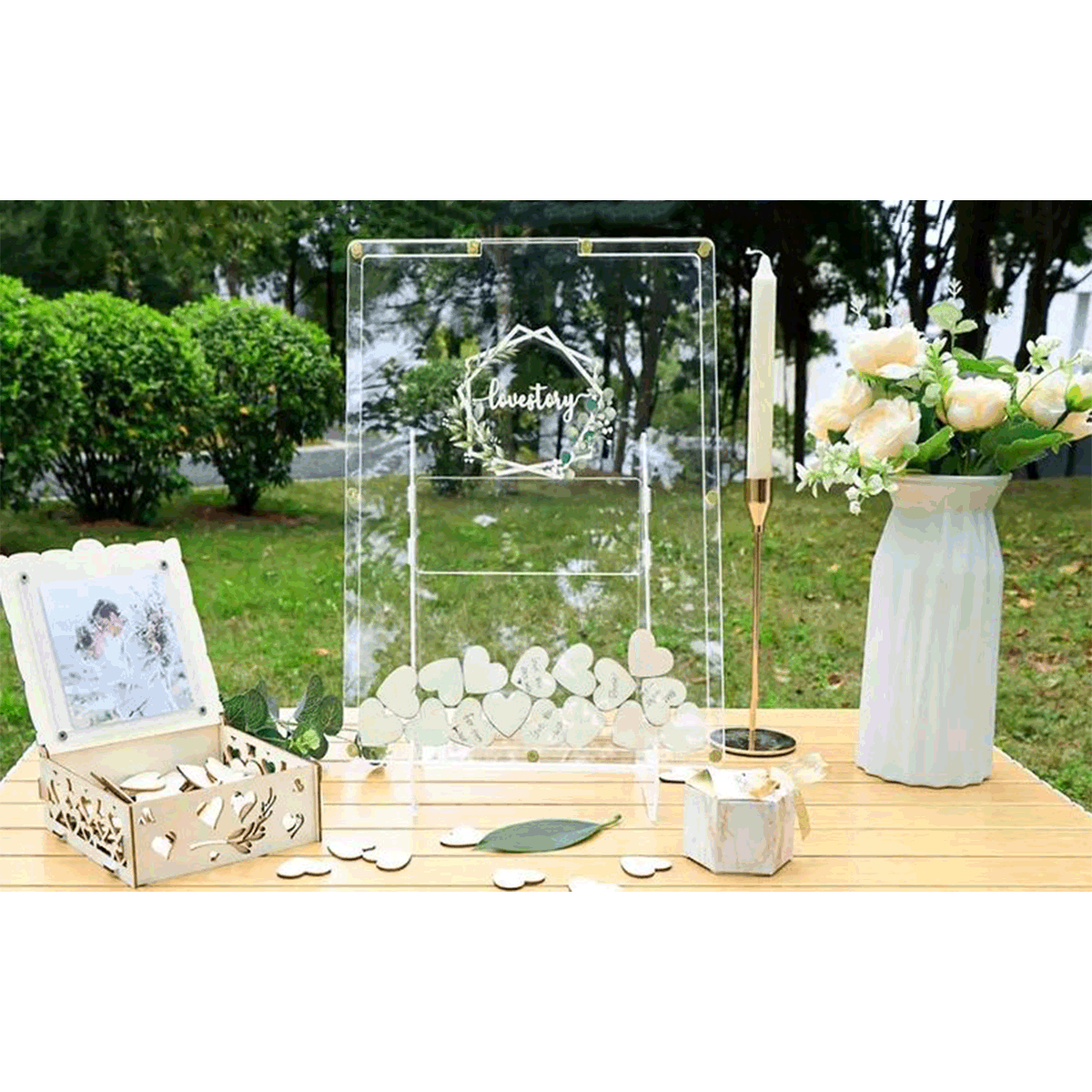Love Story Transparent Acrylic Drop Box and Stand | templateinvitations