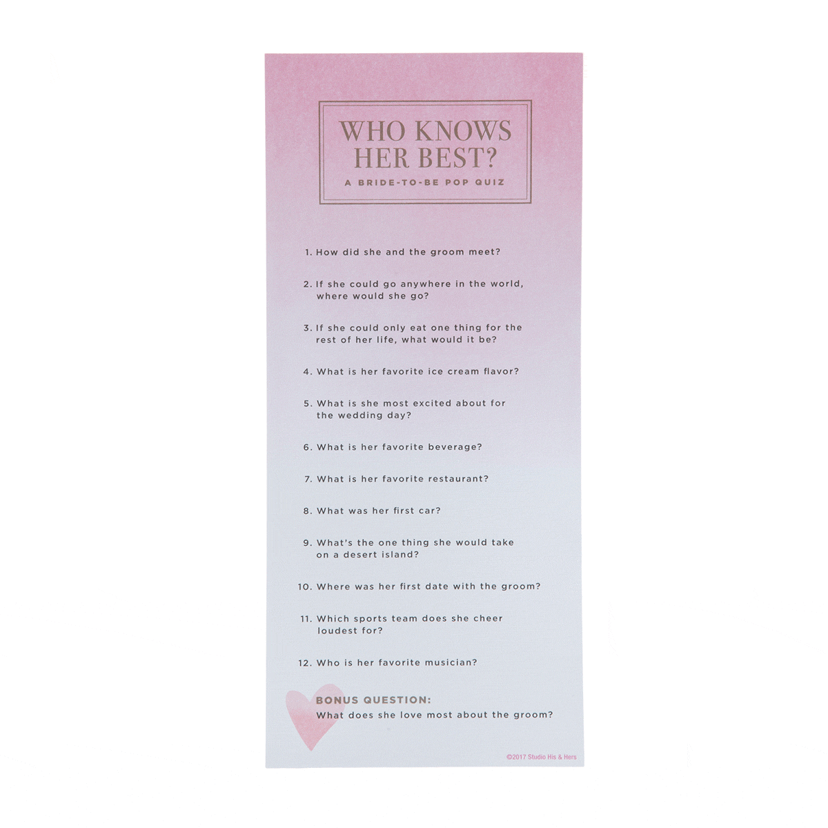 Bridal Shower Quiz | templateinvitations